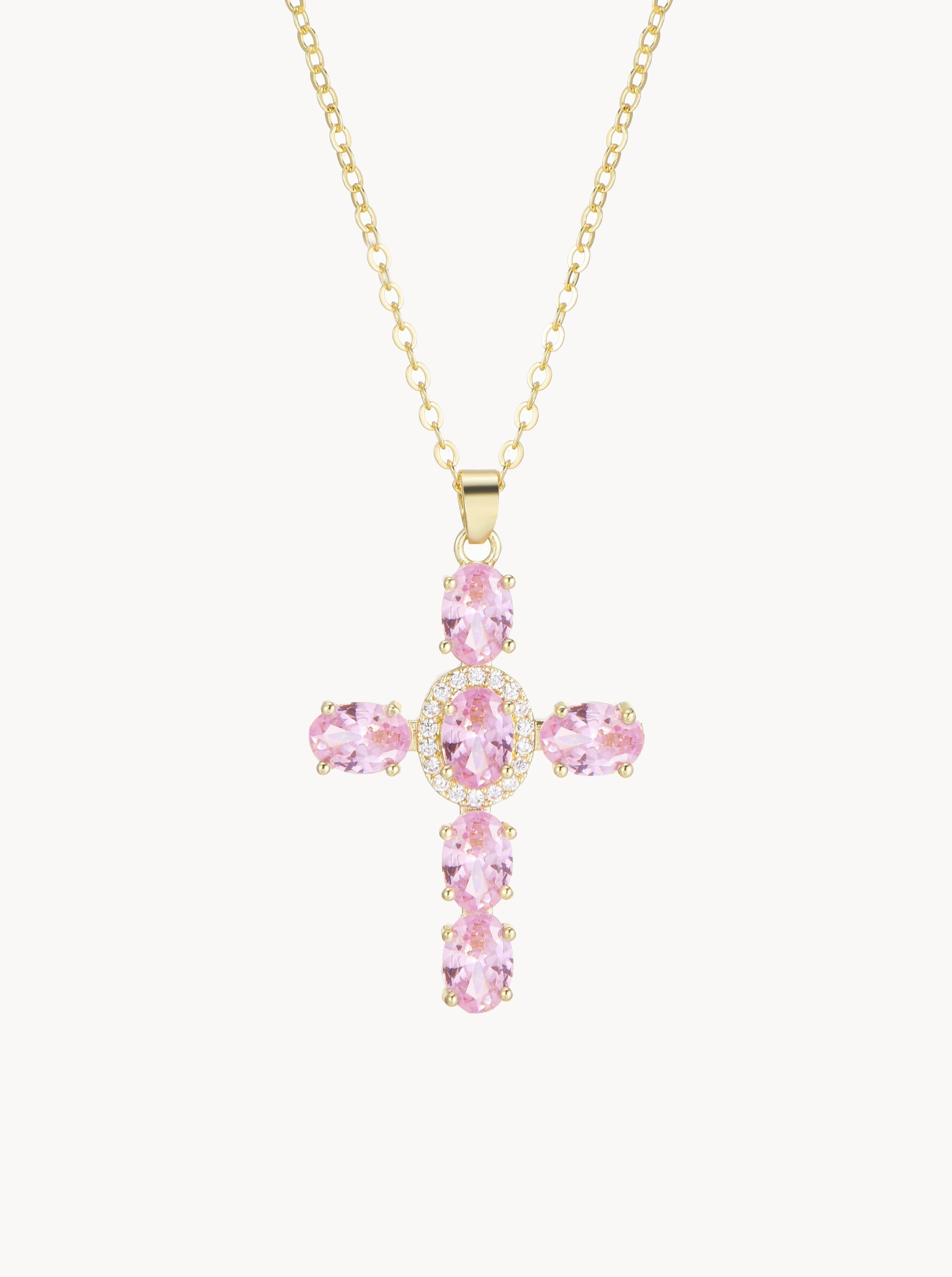 Elvira Pink Cross Necklace