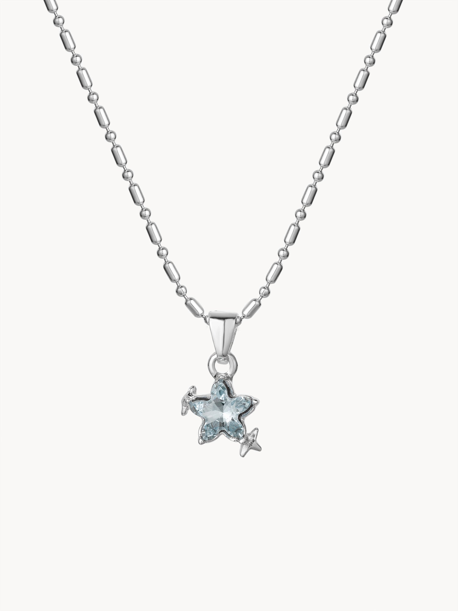Aquamarine Star Silver Necklace