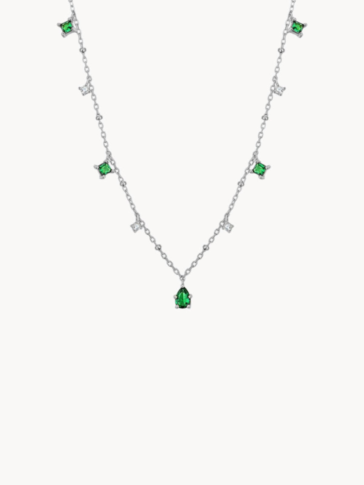 Emerald Green Silver Necklace