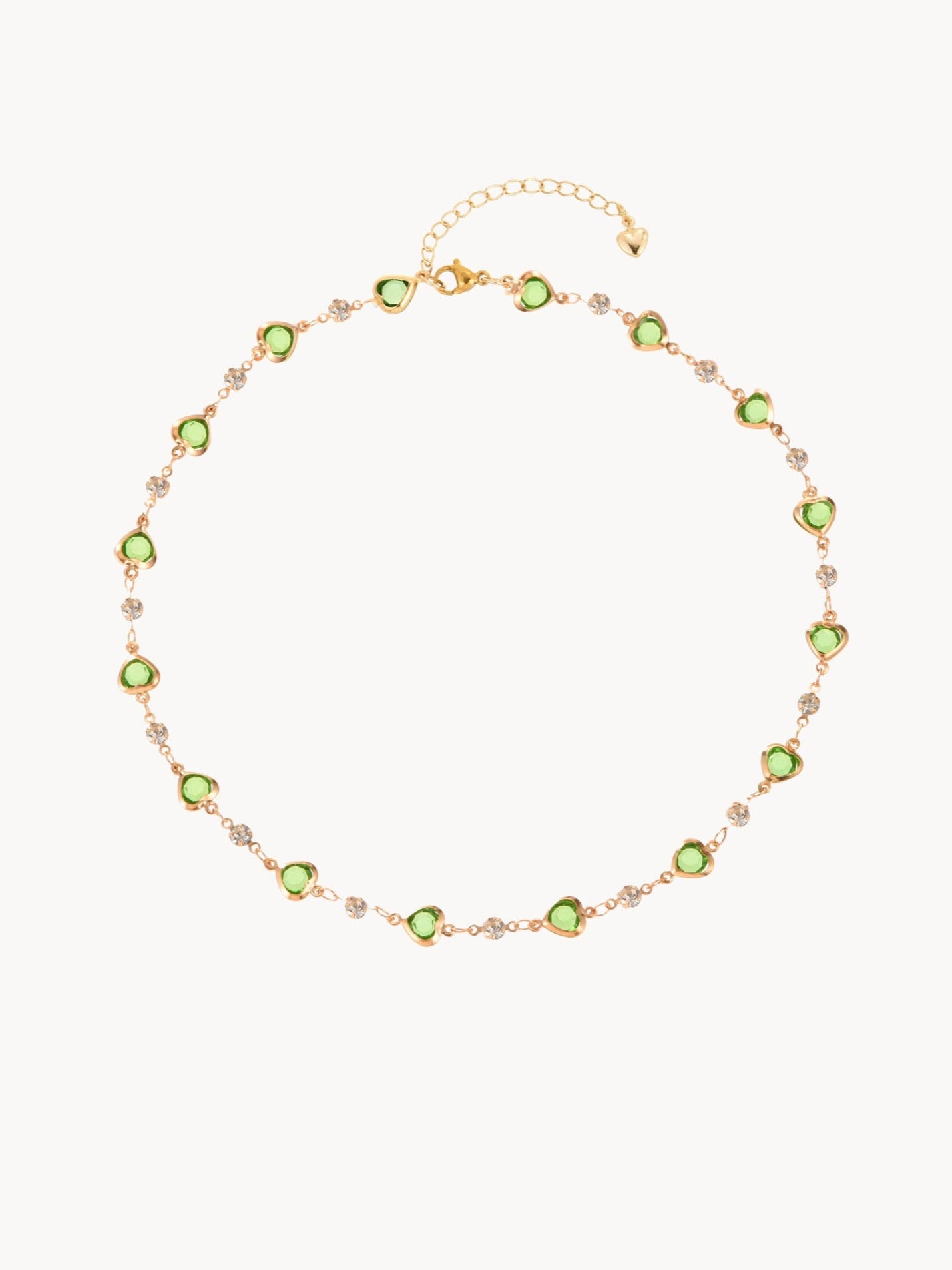 Margaret Green Hearts Golden Chain Necklace